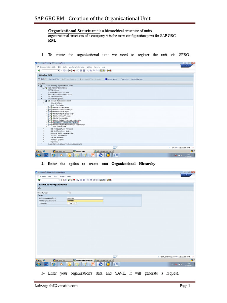 Create Organizational Unit in SAP GRC RM | PDF | Risk | Hierarchy