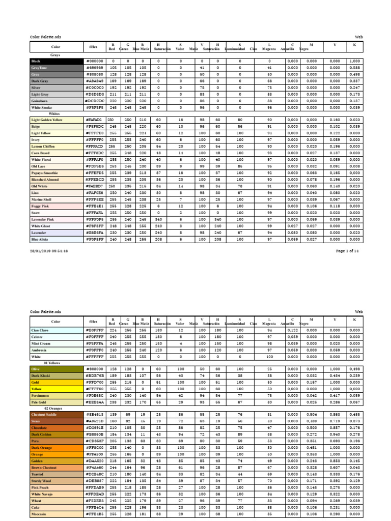 Comprehensive Color Palette Guide | PDF | Vision | Graphic Design