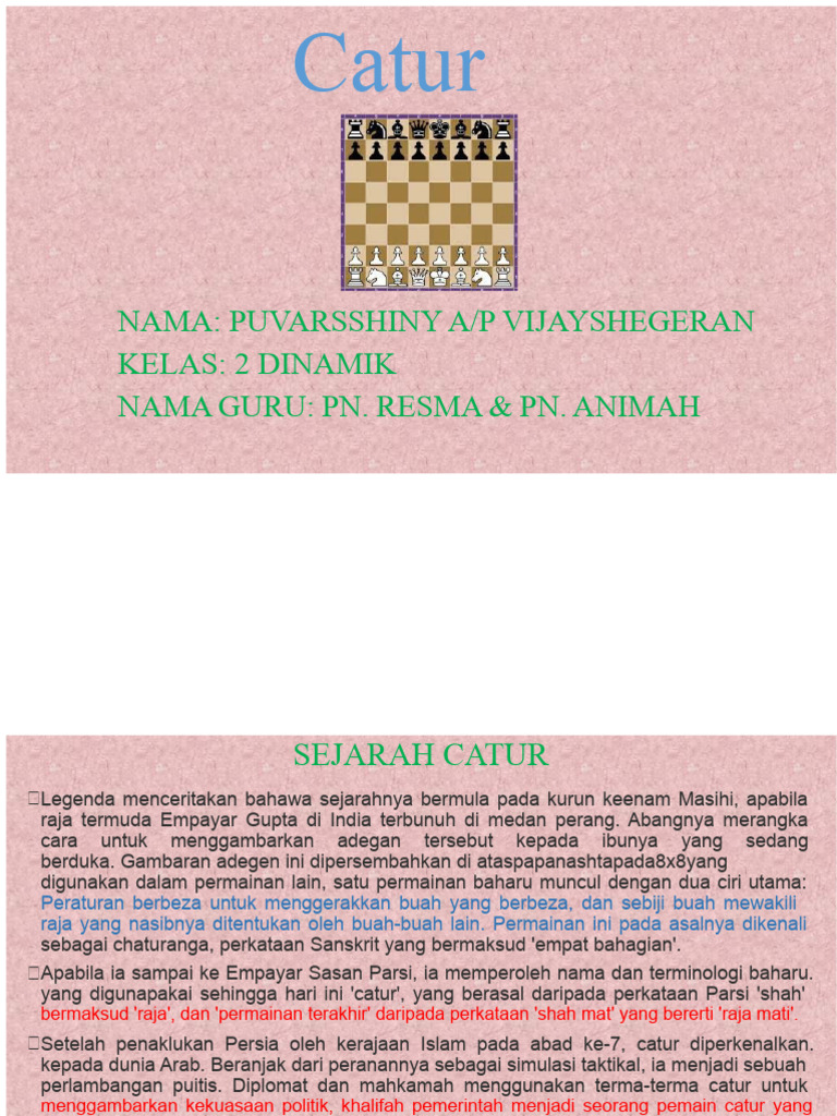 Sejarah dan Peraturan Permainan Catur | PDF