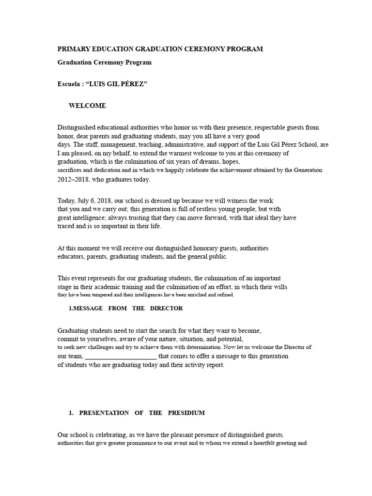 Primary Education Graduation Program | PDF