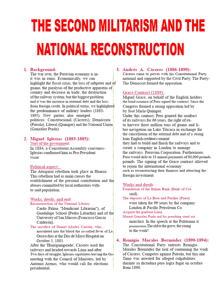 The Second Militarism and The National Reconstruction Fourth | PDF | Peru