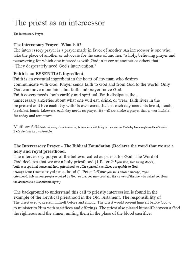 The Priest As Intercessor | PDF | Intercession | Book Of Leviticus