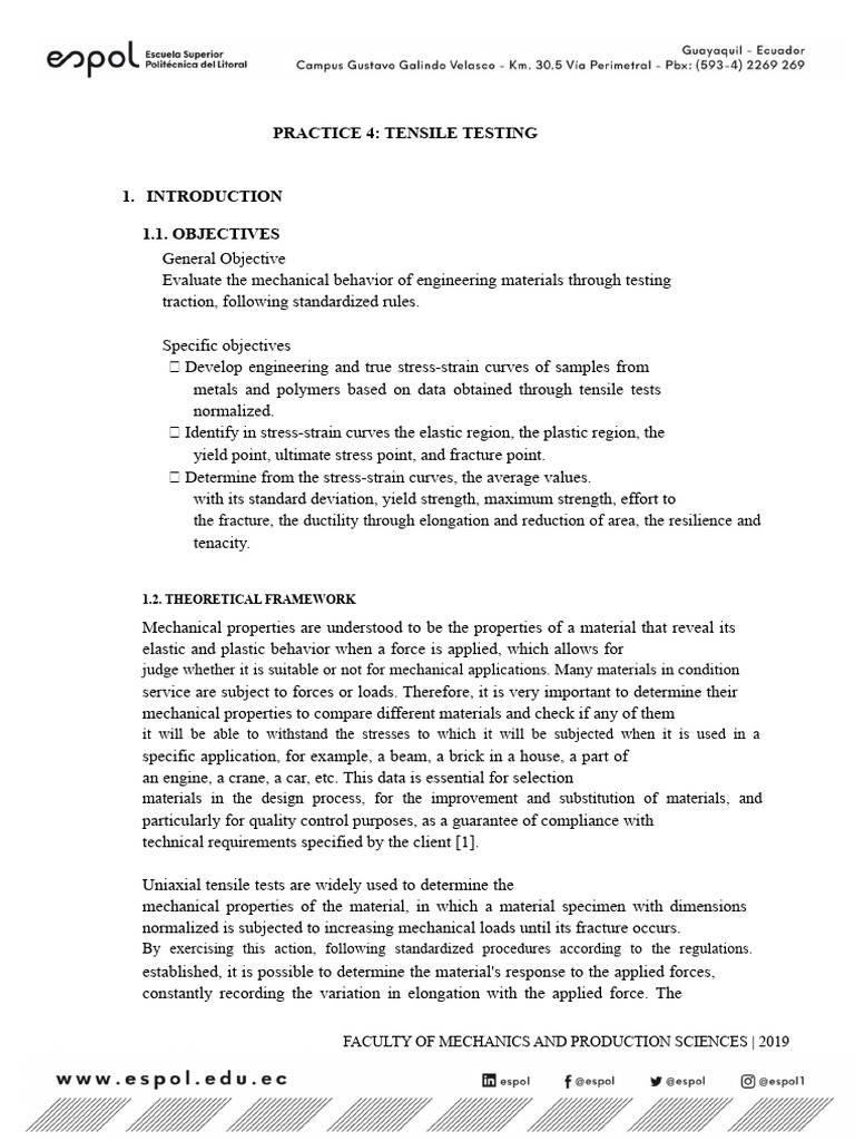 Practice 4 - Tensile Test | PDF | Deformation (Engineering) | Yield ...