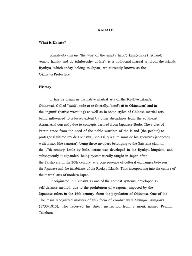 History and Rules of Karate Explained | PDF | Karate | East Asian ...
