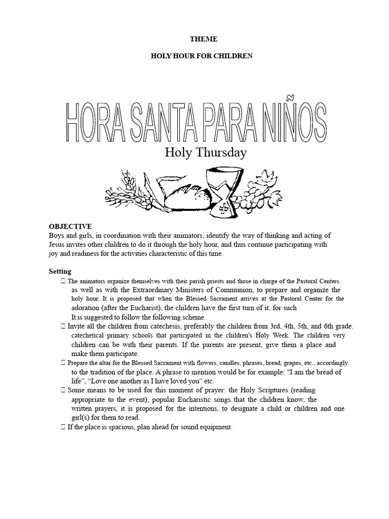 Holy Hour Activities for Children | PDF | Eucharist | Jesus