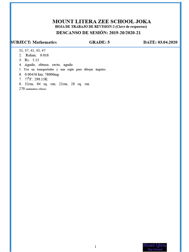 Maths WS2 Ak G5 | PDF