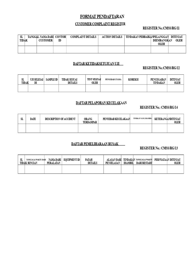 Format Pendaftaran | PDF