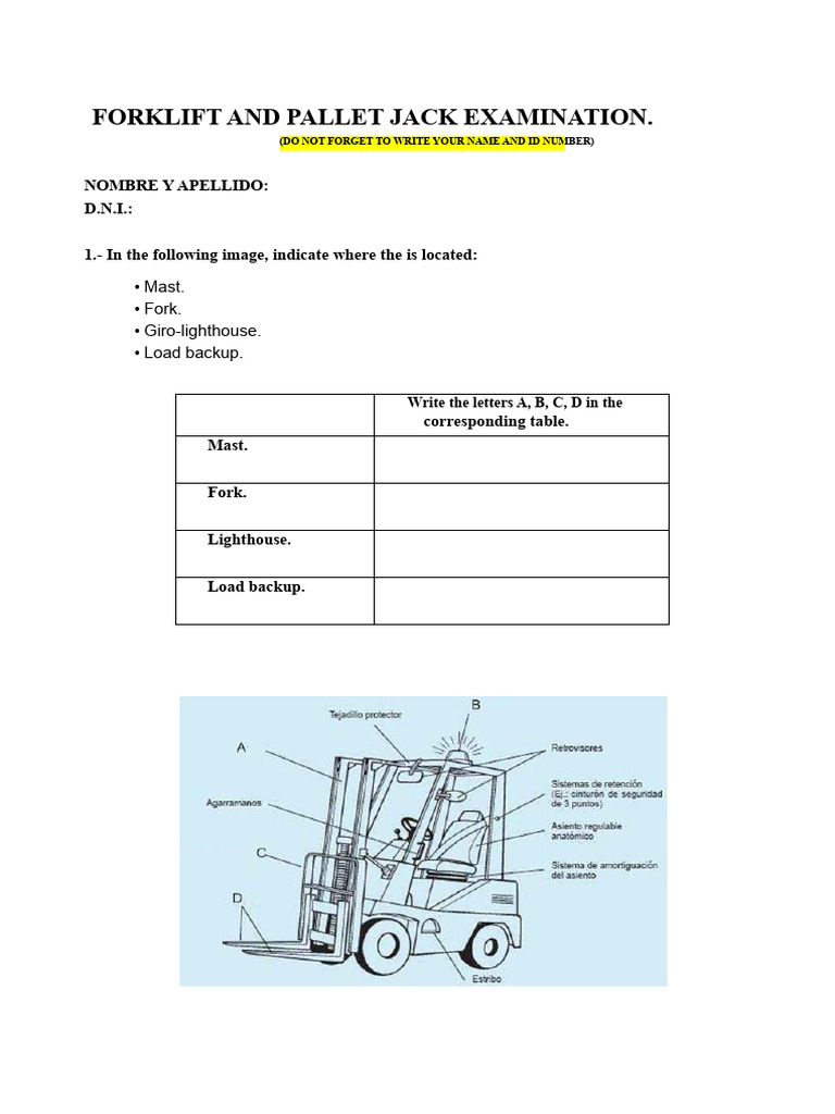 Forklift and Pallet Truck Examination. | PDF | Forklift