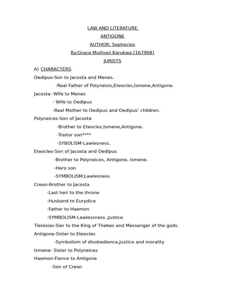 Antigone Analysis and Summary | PDF | Oedipus | Theban Mythology