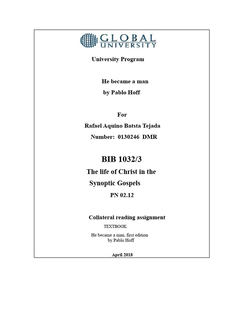 TLC The Life of Christ in The Synoptic Gospels | PDF | Gospel Of Mark | Jesus