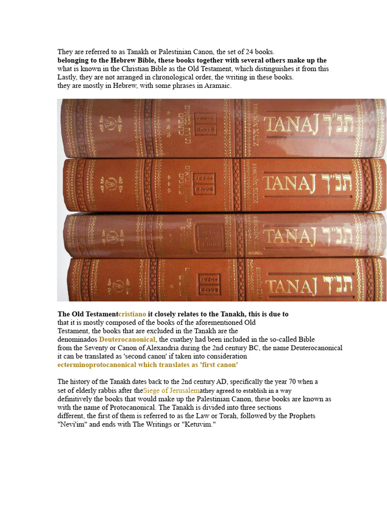 They Are Referred To As Tanakh or Palestinian Canon To The | PDF ...