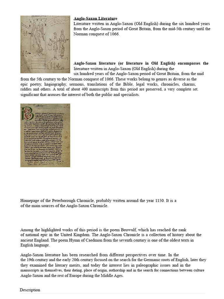Overview of Anglo-Saxon Literature | PDF | Medieval Literature