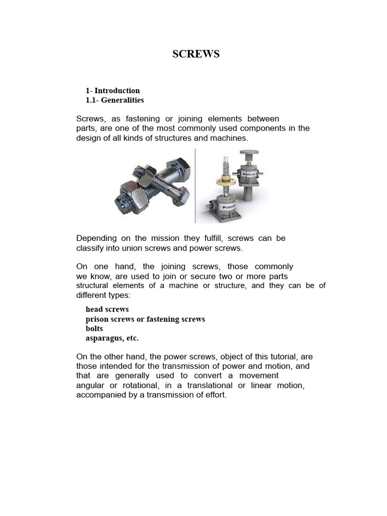 Power Screws: Types and Calculations | PDF | Screw | Machines