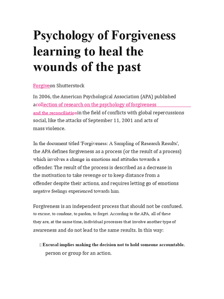 Psychology of Forgiveness | PDF | Forgiveness | Anger