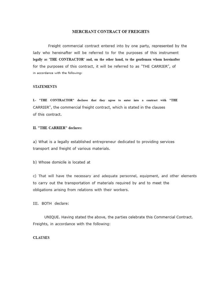 Freight Contract | PDF | Cargo | Taxes