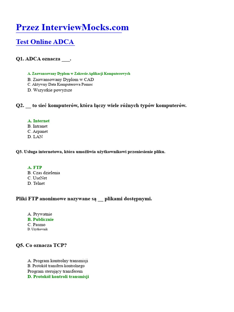 Adca Online Test | PDF