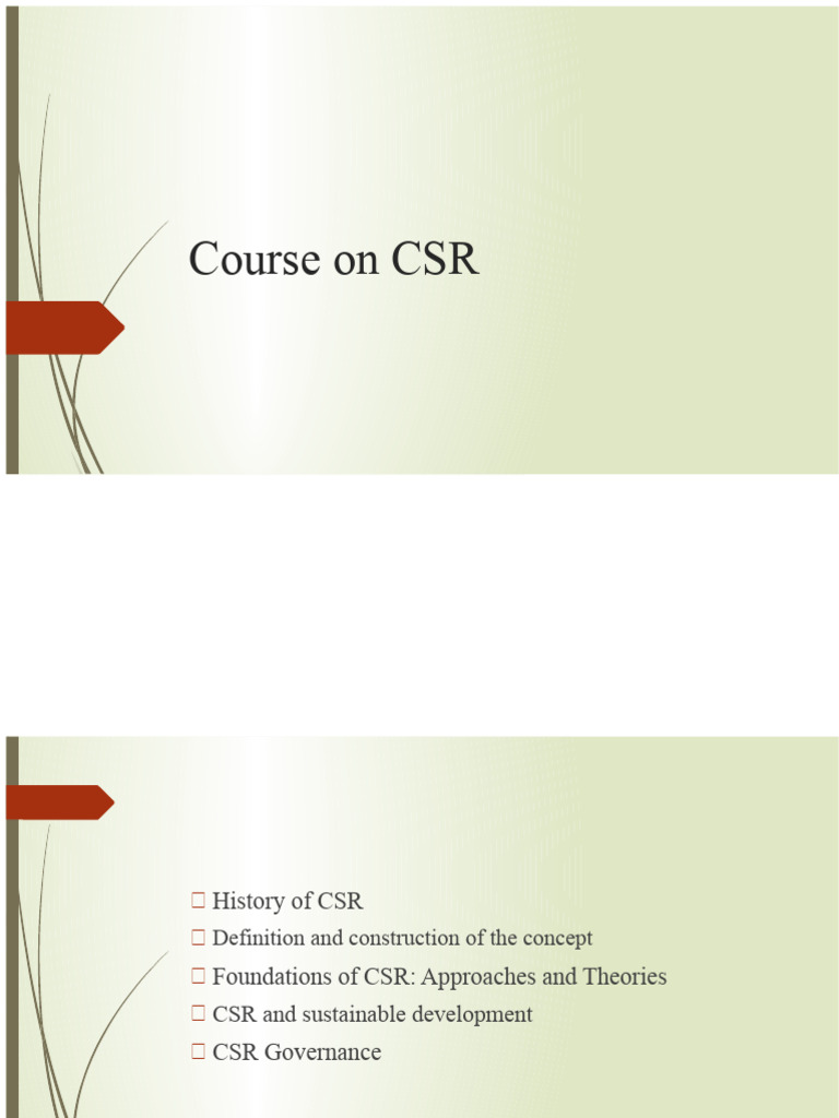 Comprehensive CSR Course Overview | PDF | Corporate Social ...