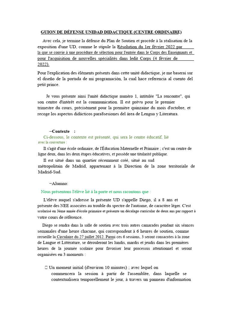 Unité Didactique : La Rencontre en Classe | PDF