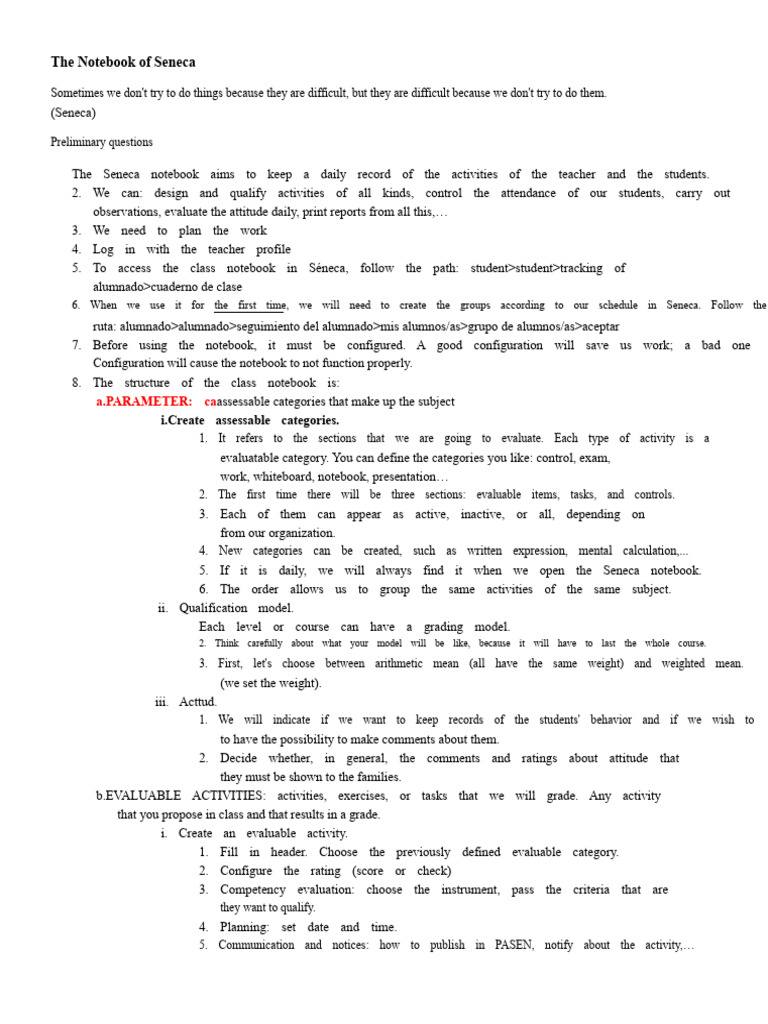 The Notebook of Seneca - Annotations | PDF
