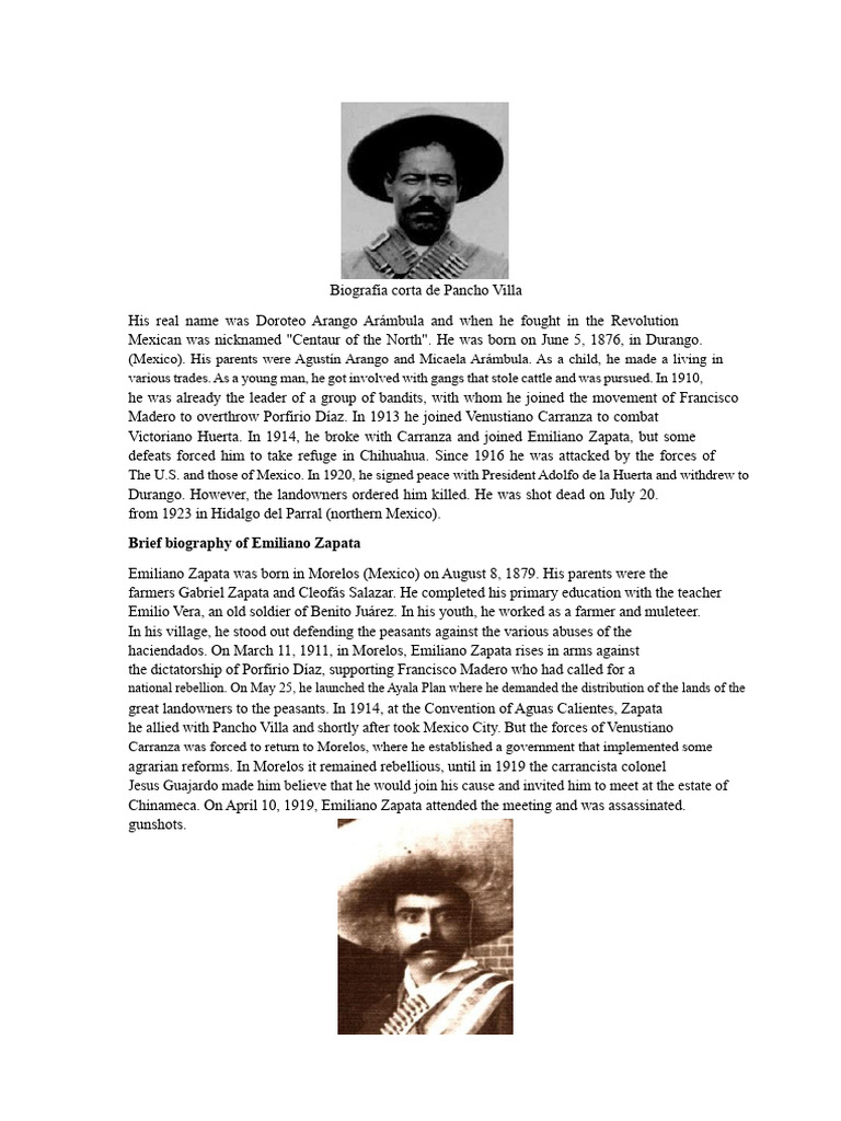 Short Biography of Pancho Villa | PDF