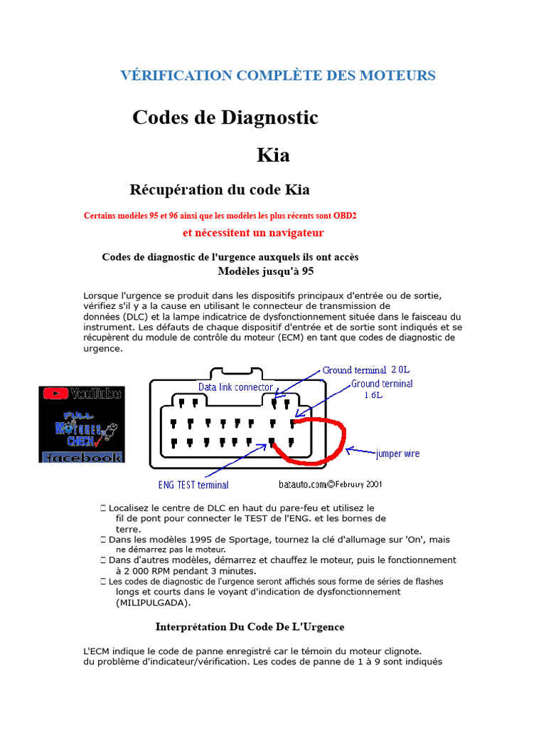 Codes de diagnostic Kia OBD2 expliqués | PDF | Soupape