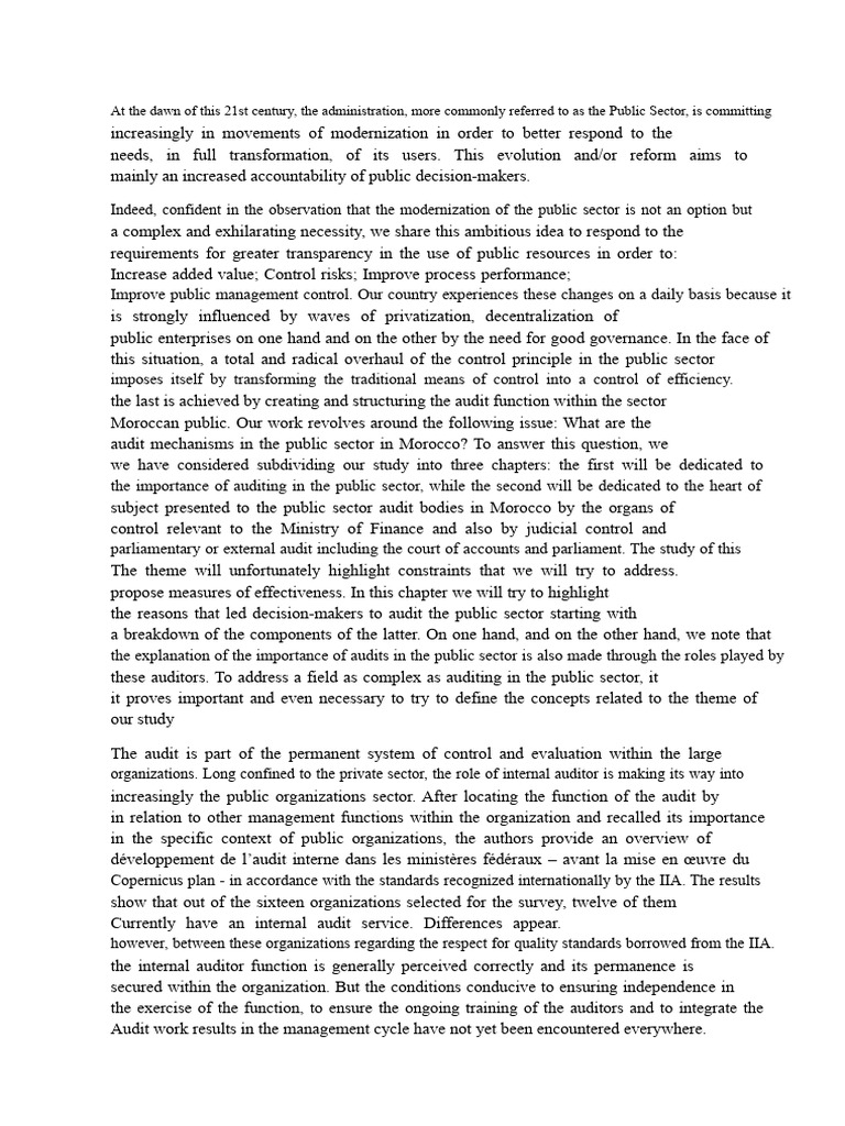 The Role of Auditing in The Public Sector | PDF | Audit | Internal Audit