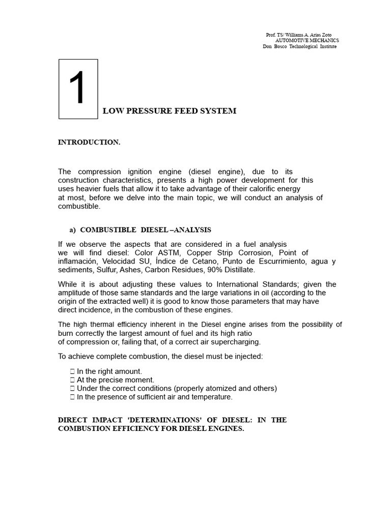 1 Low Pressure Food Supply System-1 | PDF | Diesel Engine | Fuel Injection