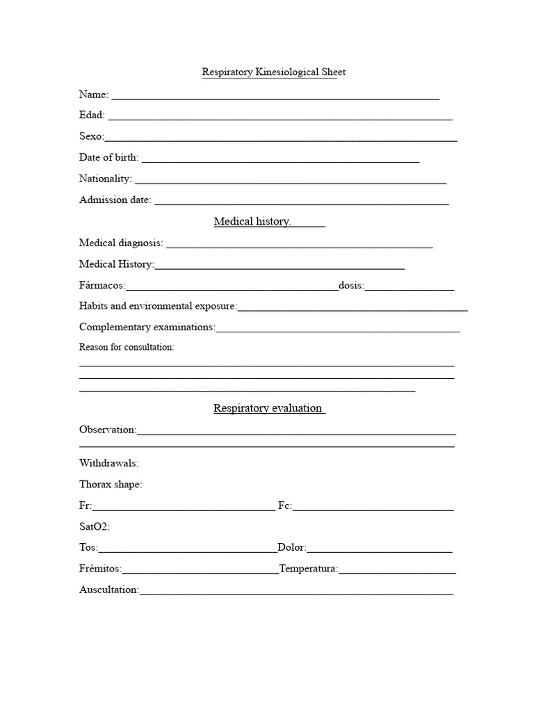 Respiratory Kinesiological Assessment Form | PDF