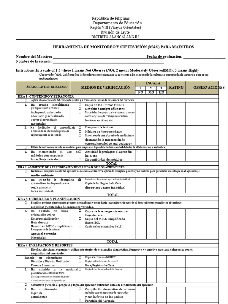 Herramientas de Supervisión y Monitoreo para Docentes | PDF | Plan de ...