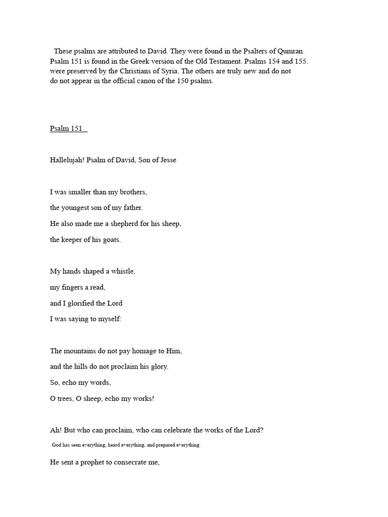 Psalms of David: Uncanonical Texts | PDF | Glory (Religion) | Psalms