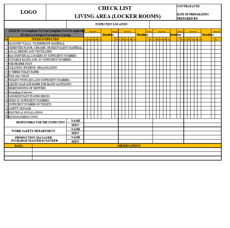 CHECK LIST Living Area | PDF