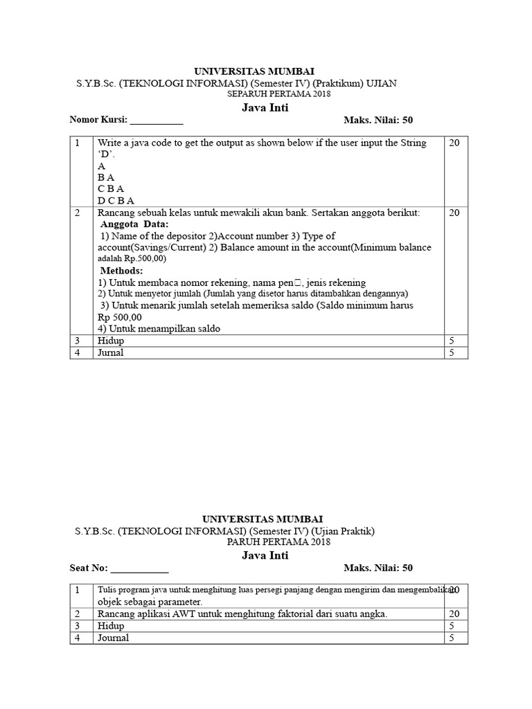 Praktikum Core Java Sybscit | PDF