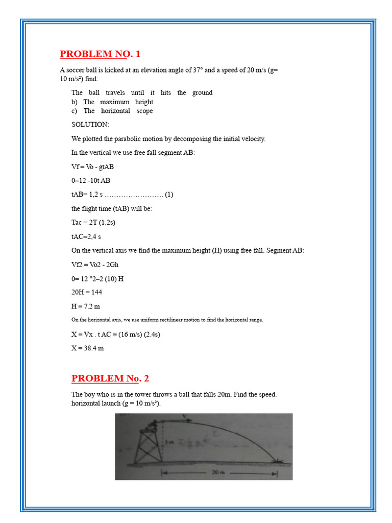PHYSICS 1 Problems 2 | PDF | Acceleration | Projectiles