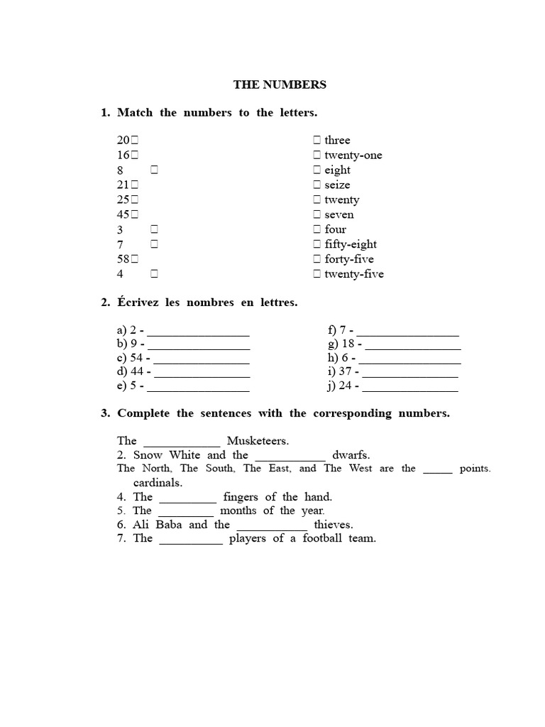 the numbers from 1 to 60 worksheet VI | PDF