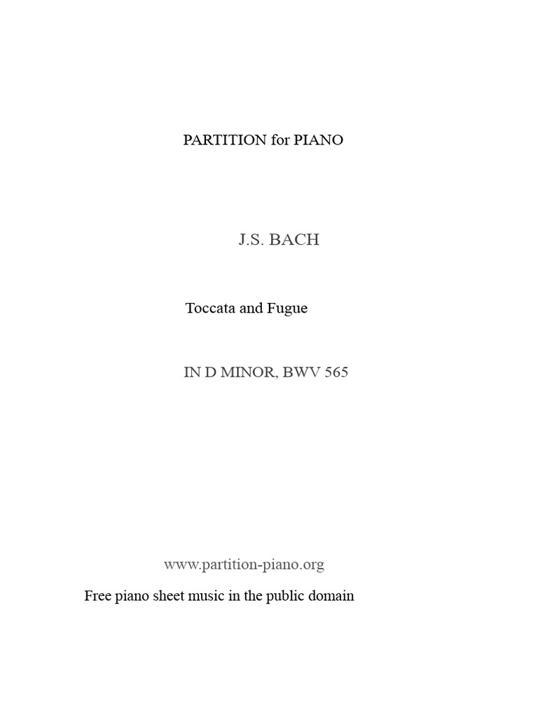 Bach Toccata and Fugue | PDF | Classical Music | Musical Forms