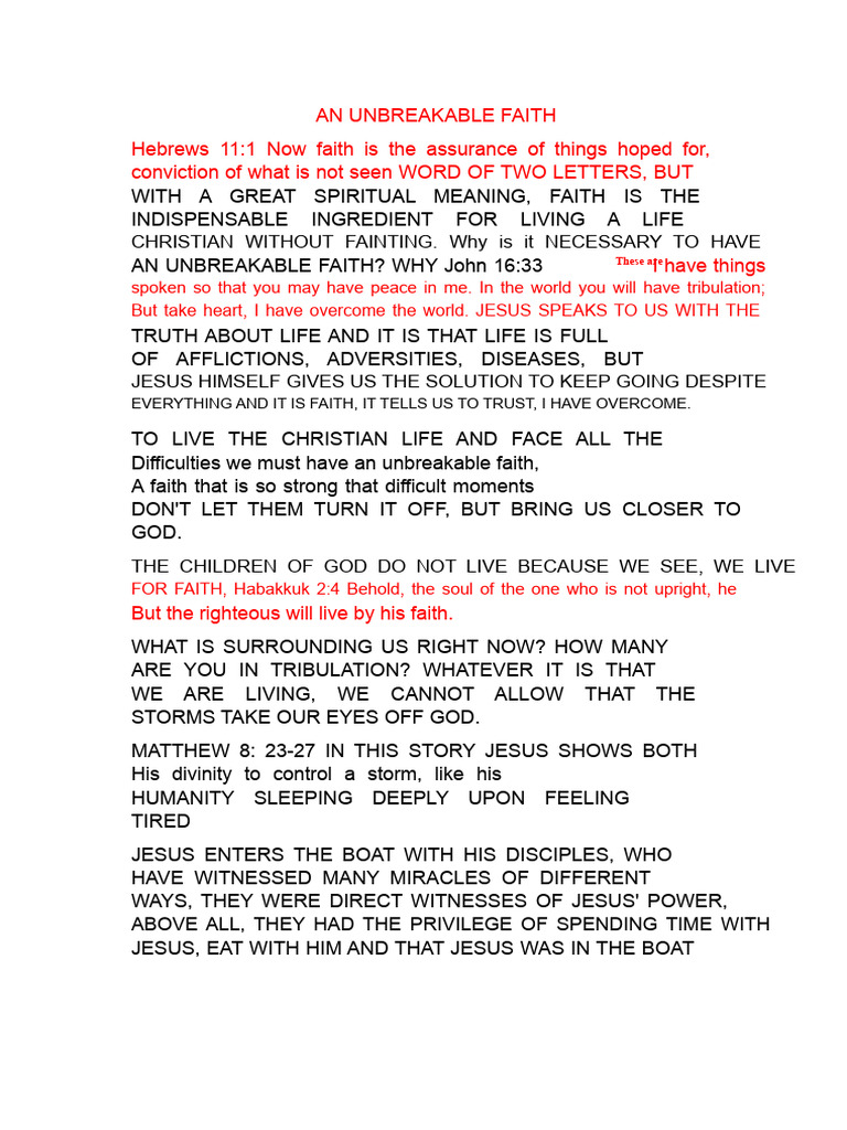 An Unbreakable Faith | PDF | Jesus | Faith