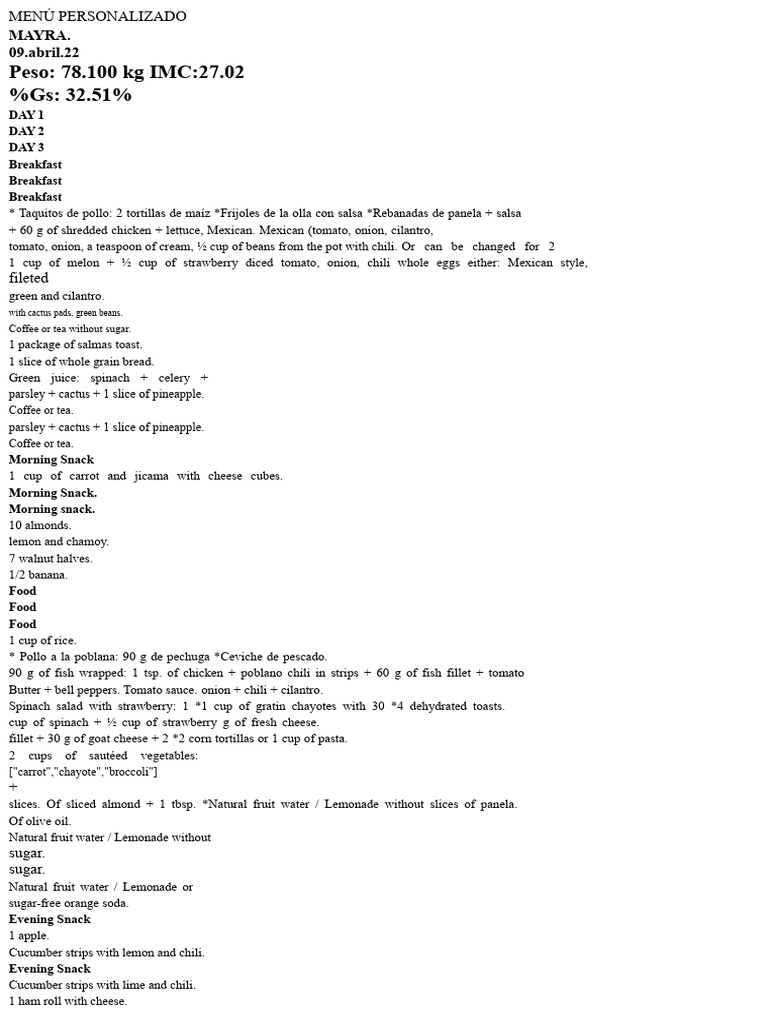 2000 Kcal Diet Menu | PDF | Lunch | Fruit