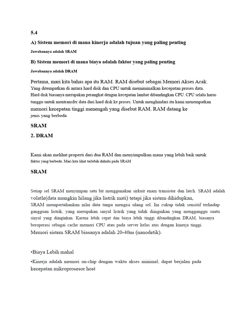 SRAM dan DRAM | PDF