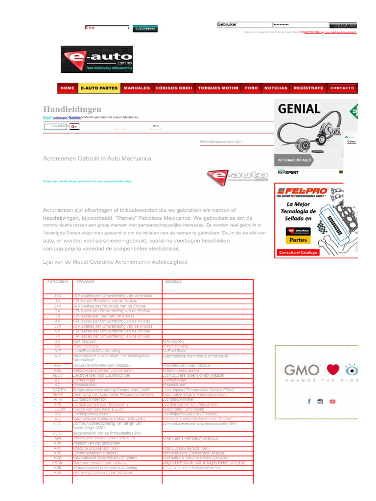 Afkortingen Van Sensoren | PDF