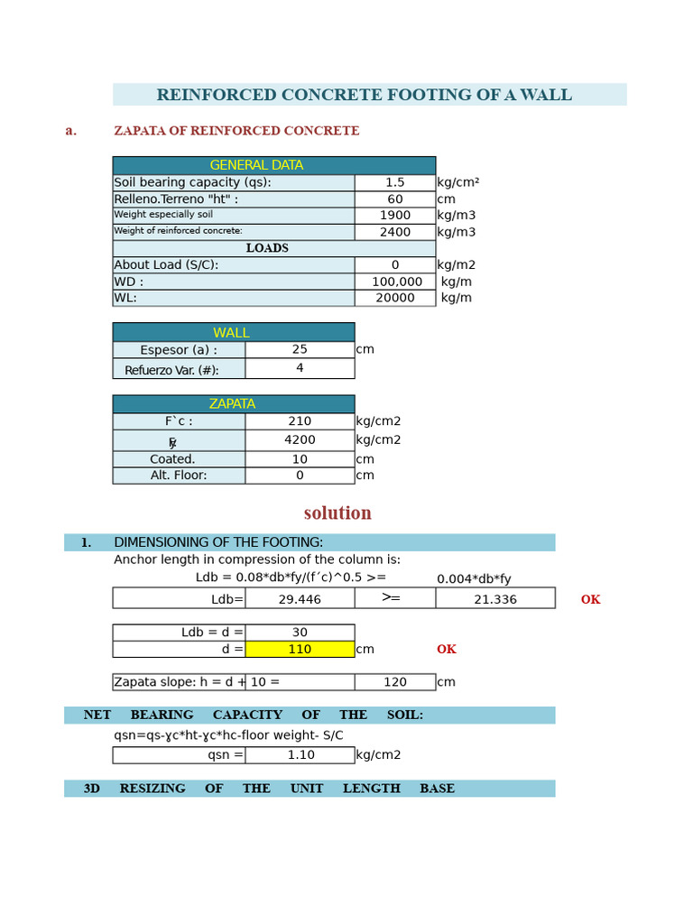 Reinforced Concrete Wall Footing Design | PDF | Reinforced Concrete ...