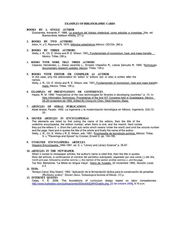 Examples of Bibliographic Cards | PDF