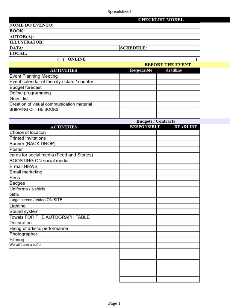 Comprehensive Event Planning Checklist | PDF | Buffet