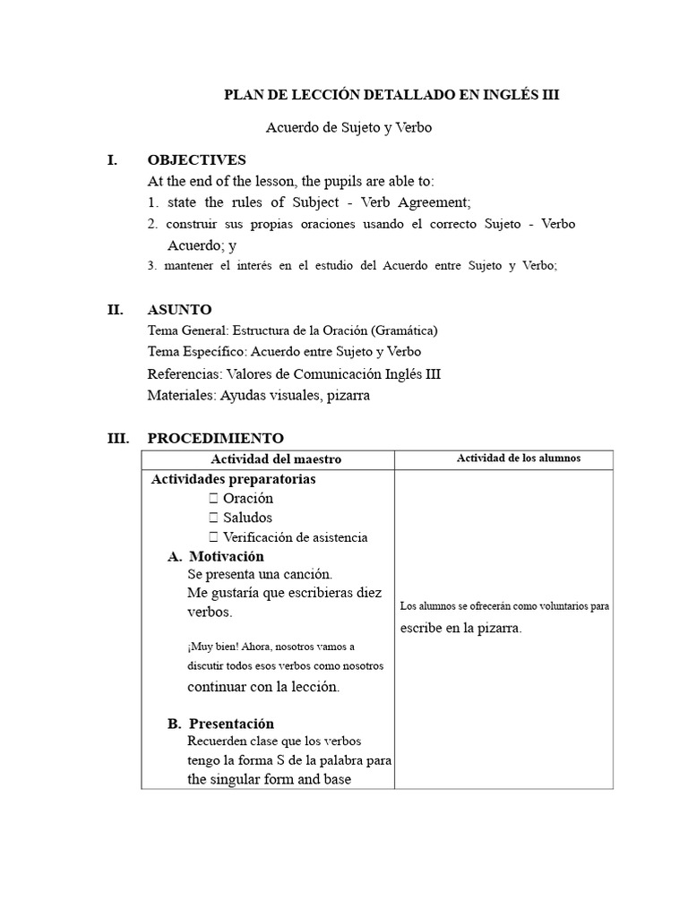 Acuerdo Entre Sujeto y Verbo | PDF | Asunto (gramática) | Verbo