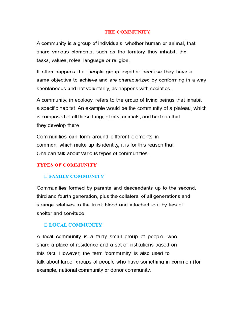 Types and Characteristics of Communities | PDF | Community | City