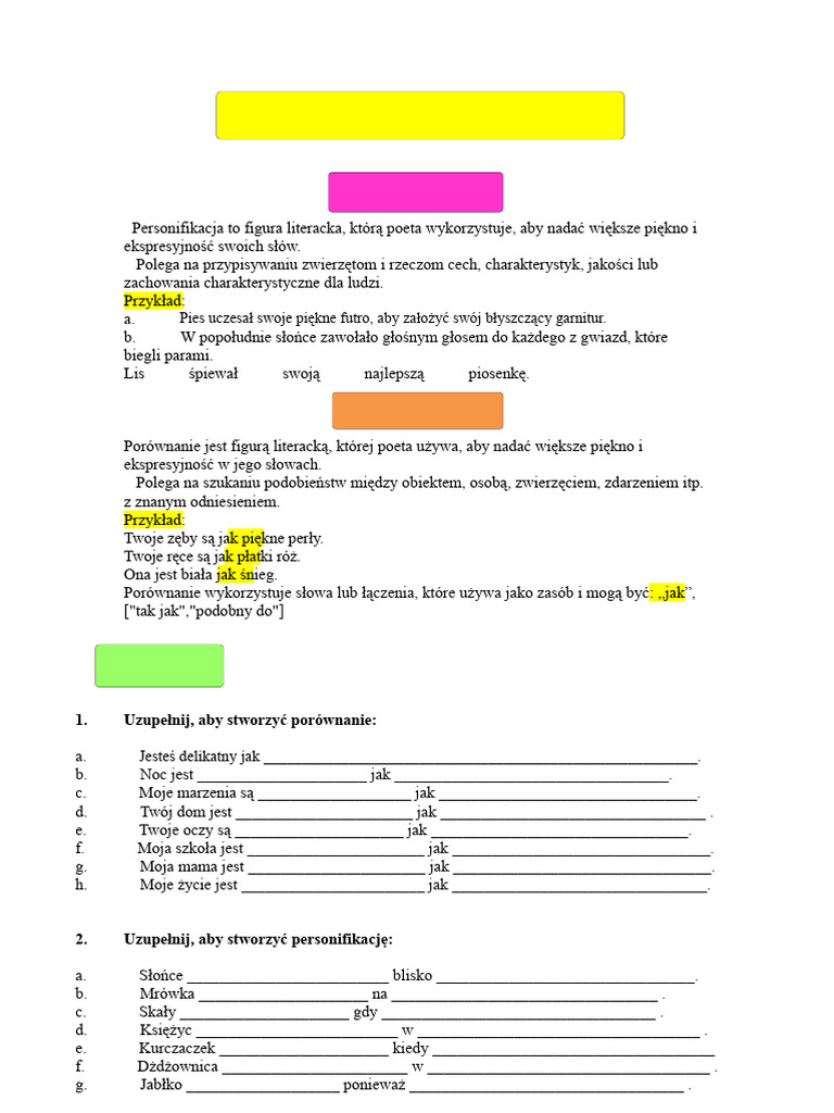 Personifikacja I Porównanie | PDF