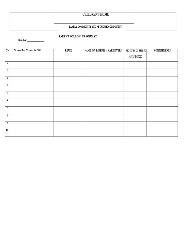 Parent Follow-Up Format PDF | PDF