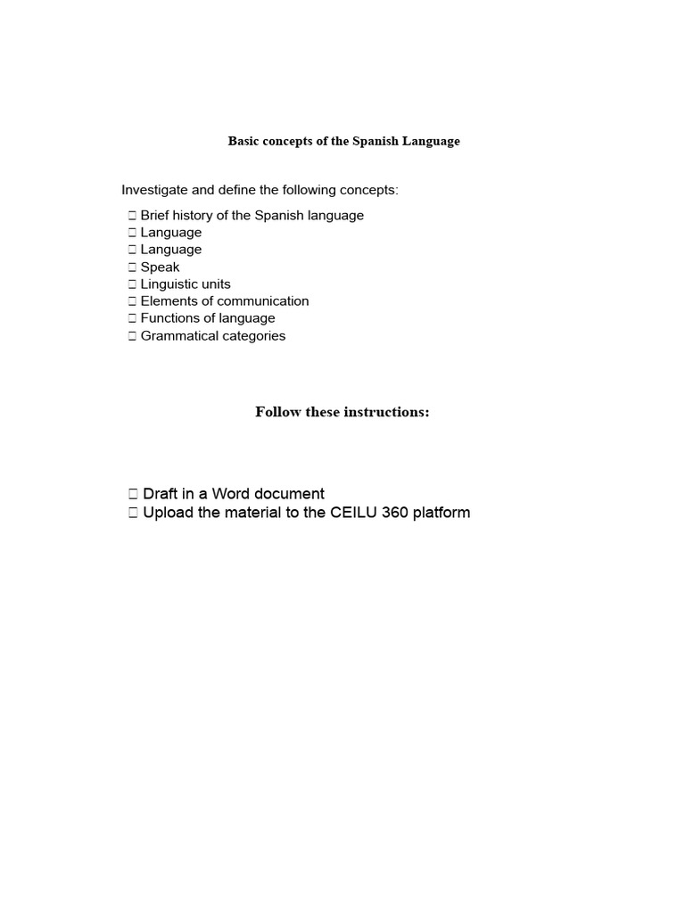 Basic Concepts of Spanish Language | PDF