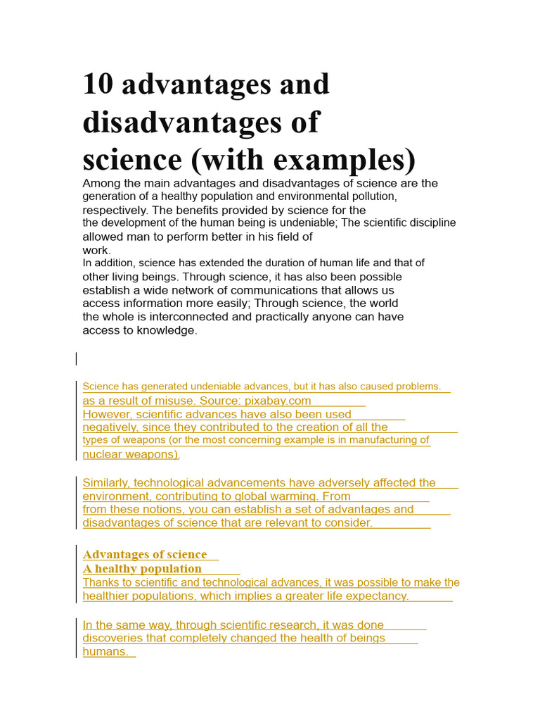 10 Advantages and Disadvantages of Science | PDF | Science | Artificial ...