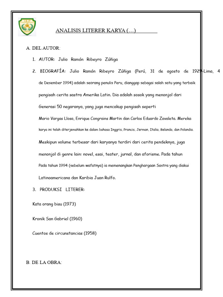 Analisis Karya Julio Ramón Ribeyro | PDF
