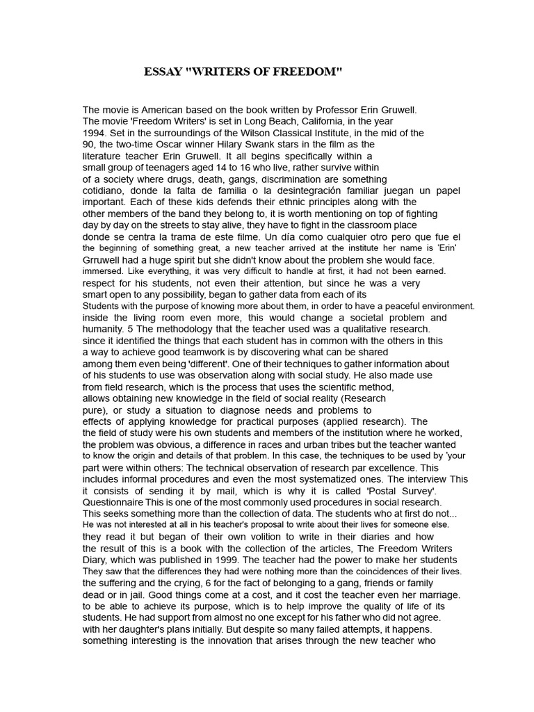 Essay "Writers of Freedom". | PDF | Knowledge